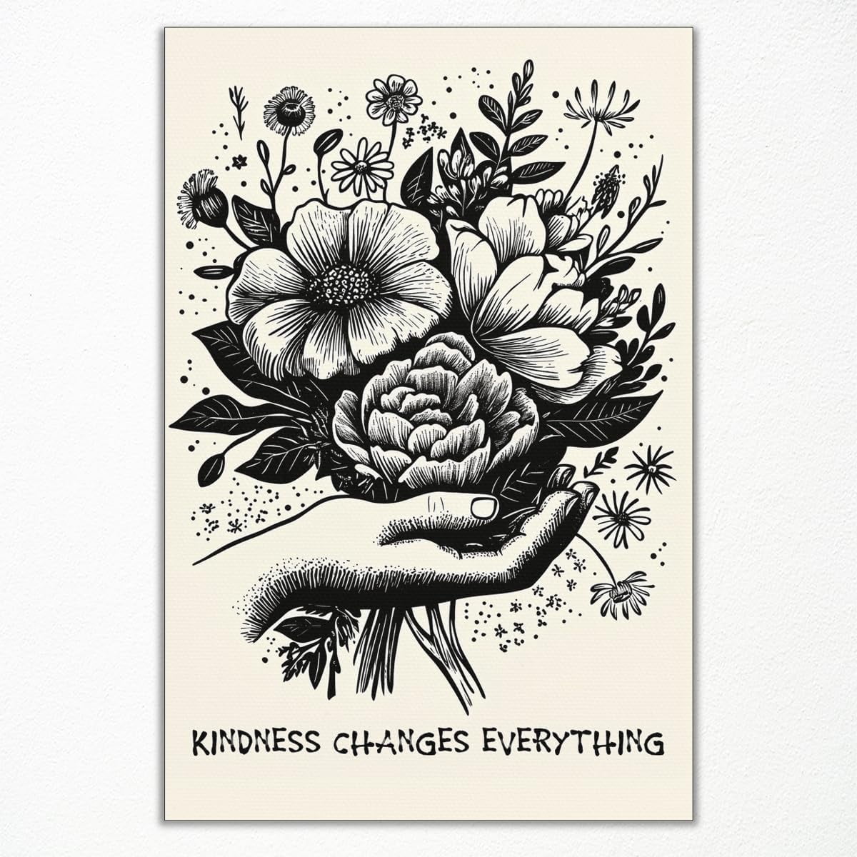 AVOI Black and White Canvas Wall Art, Social Justice Kindness Changes Everything Art, American ...