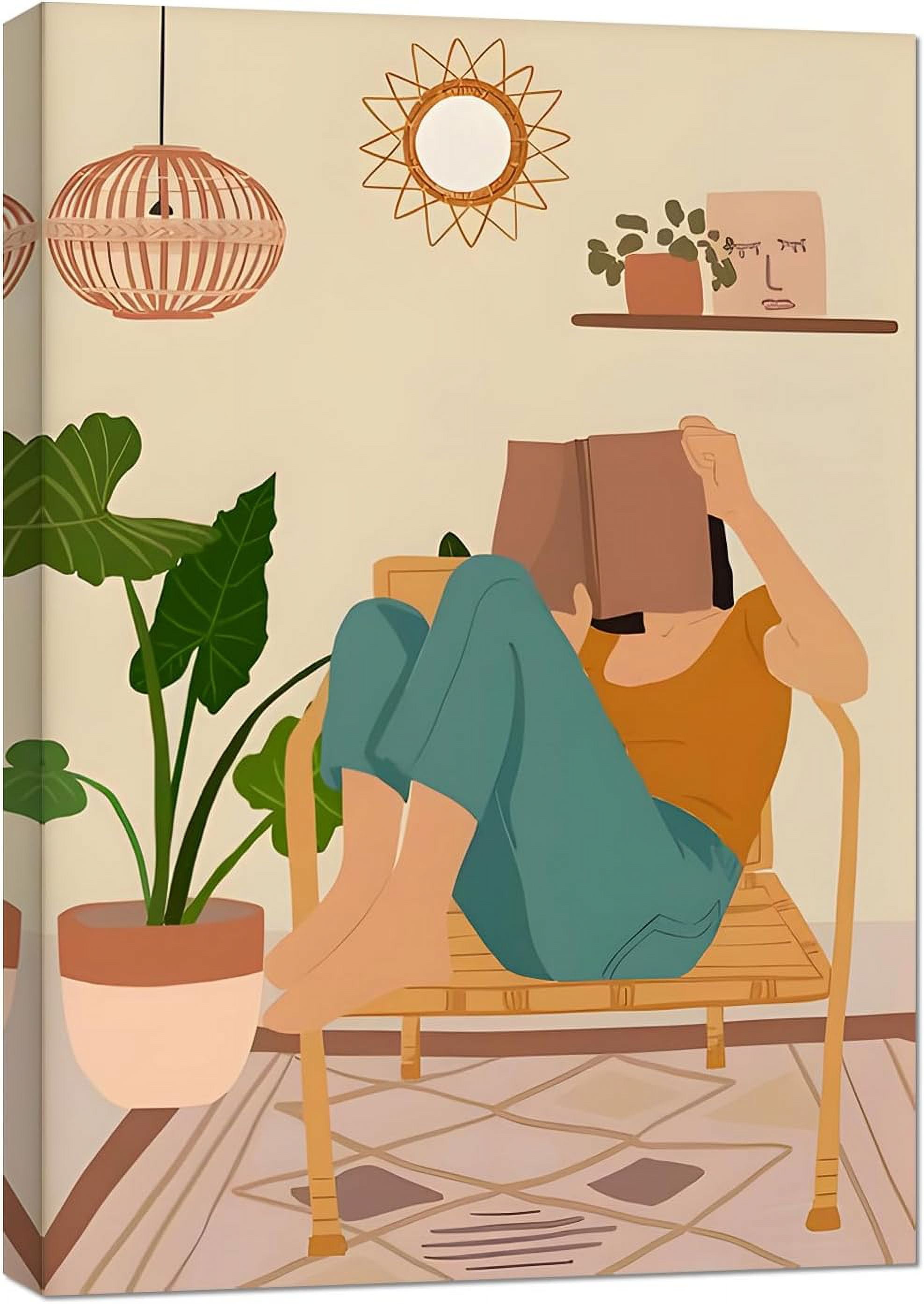 AVOI Black Woman Art, Boho Black Art, Woman And Flower Canvas Print Wall Art, Flower Art, Afro ...