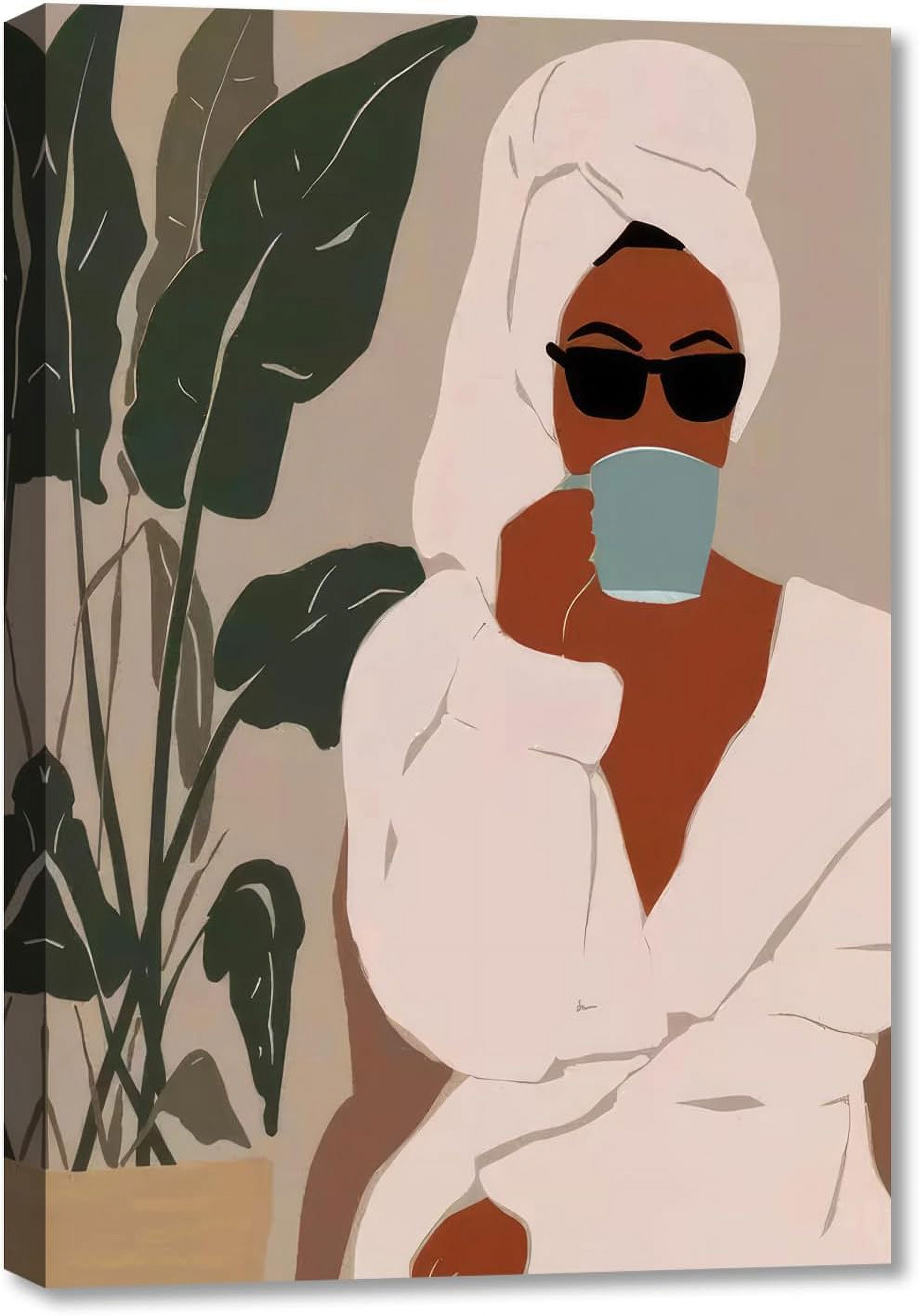 AVOI Black Woman Art, Boho Black Art, Woman And Flower Canvas Print Wall Art, Flower Art, Afro ...