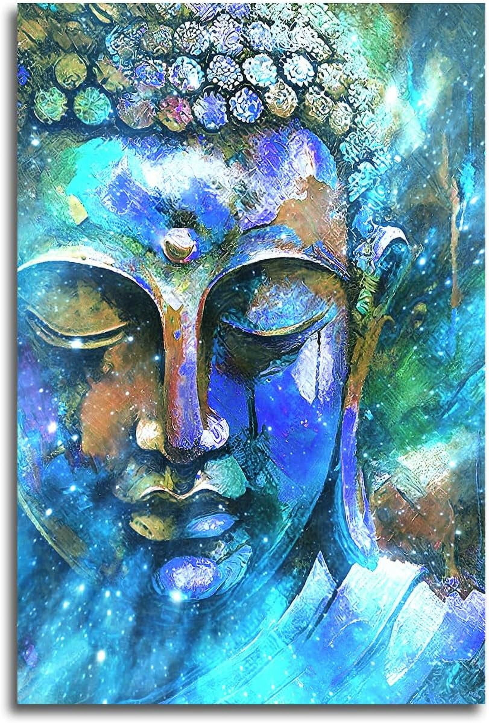 AVOI Blue Buddha Canvas Wall Art Zen Decor Inspirational Colorful ...