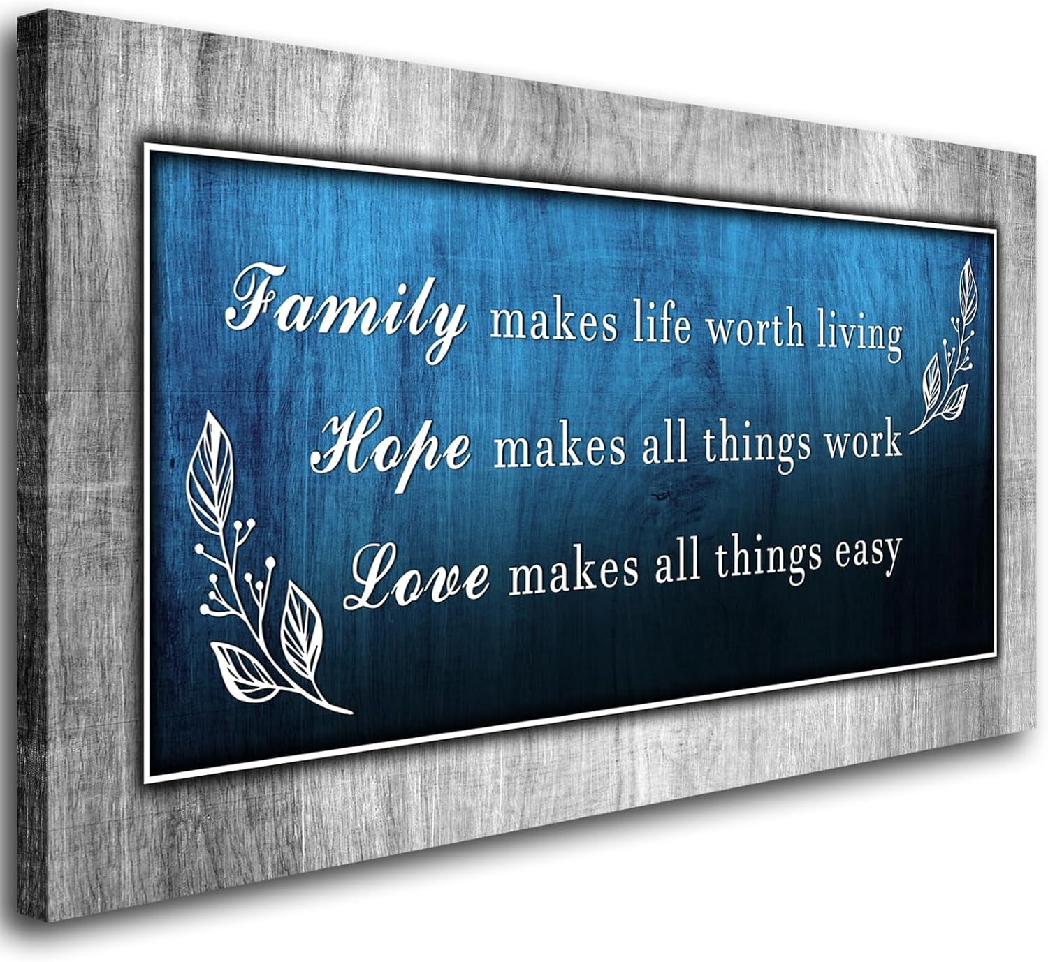 AVOI Blue Family Canvas Wall Art-Family Hope Love Inspirational Quote ...