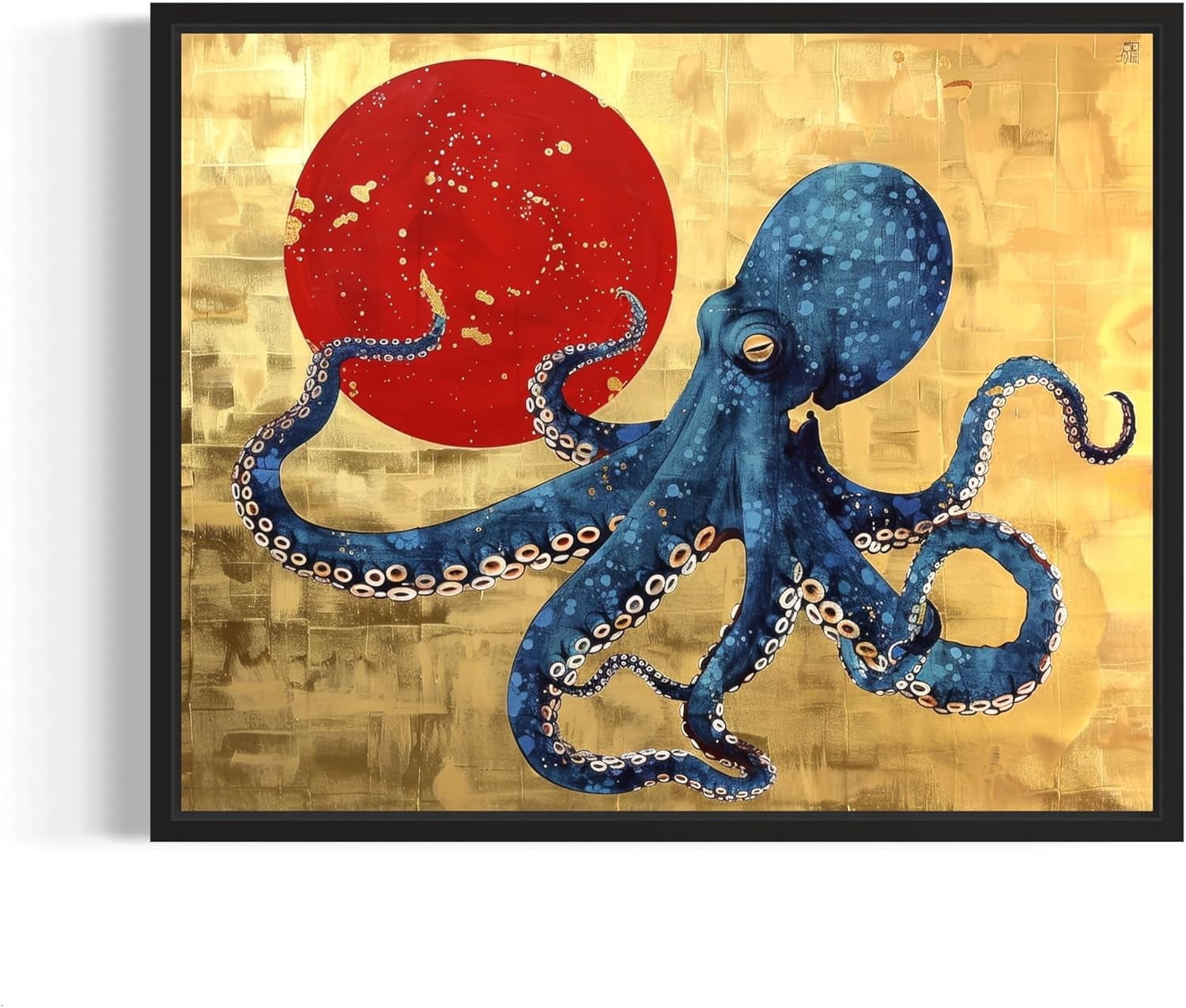 AVOI Blue Octopus Poster Art Print, Vintage Vibrant Chinese Animal ...