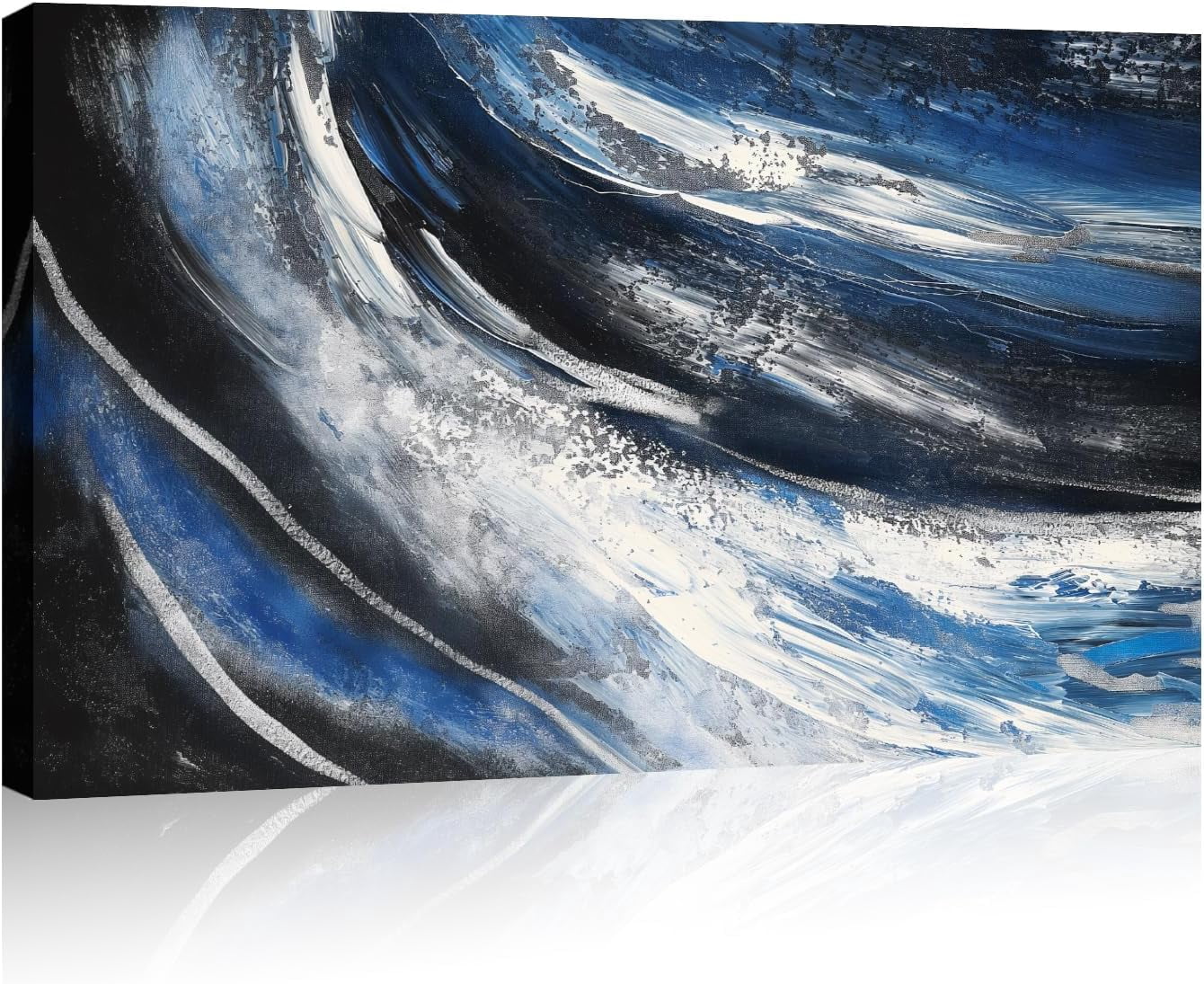 AVOI Blue Wall Art Wall Decor Abstract Canvas Print Navy Blue and White ...
