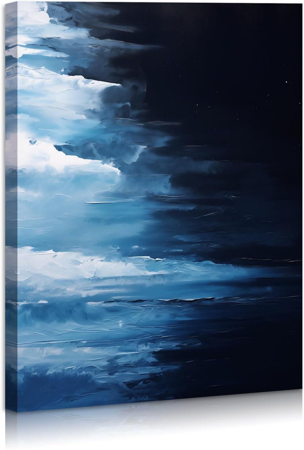 AVOI Blue Wave Wall Art Oil Painting Dynamic Sea Wave From Left Side ...