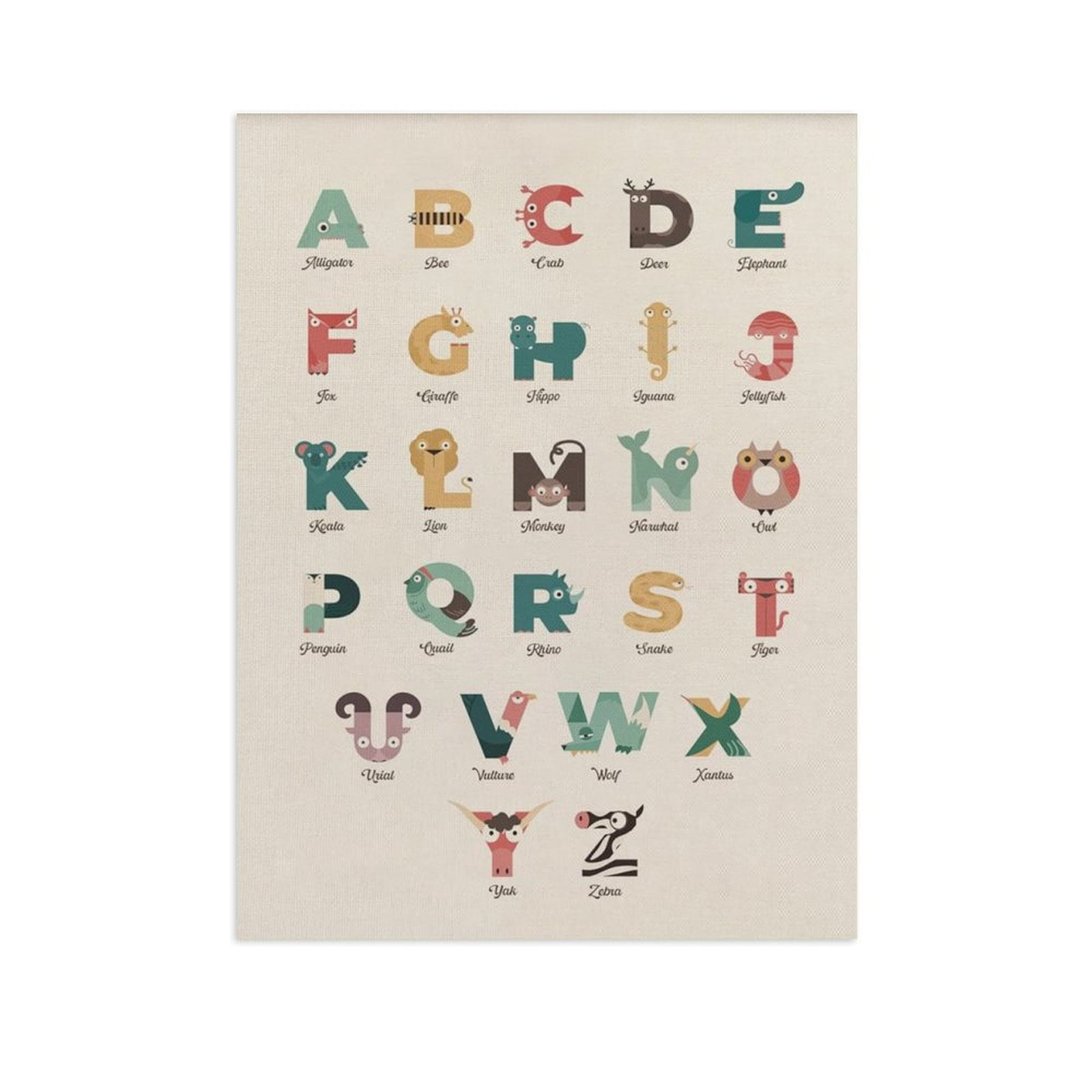 AVOI Boho Alphabet Poster, ABC Animal Nursery Poster Wall Art with s ...