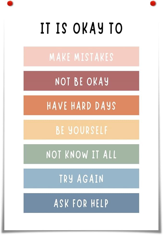 AVOI Boho Canvas Wall Art It Is Okay To Be Yourself Classroom Wall ...