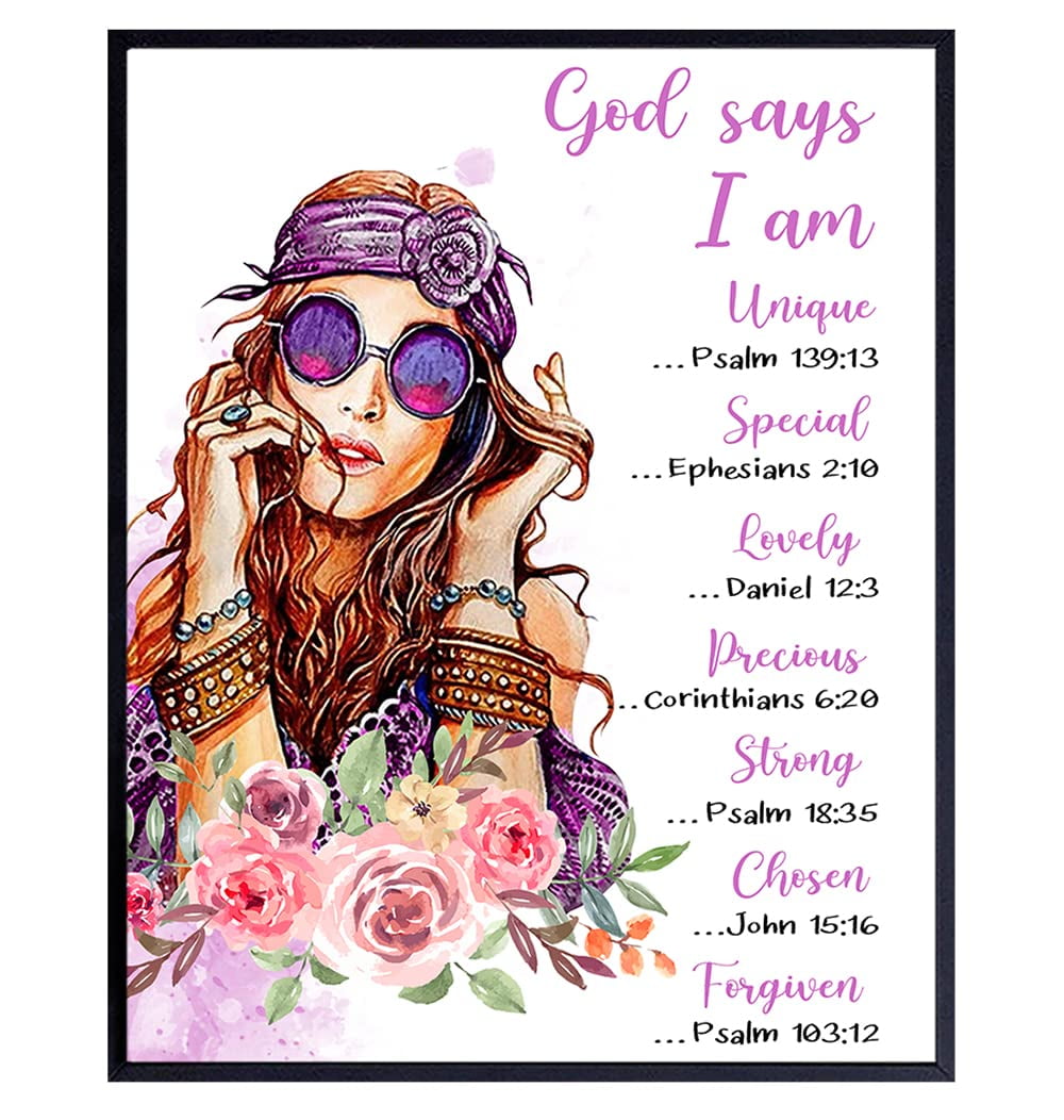 AVOI Boho Hippie Bible Verse Decor - God Says You Are Wall Art ...