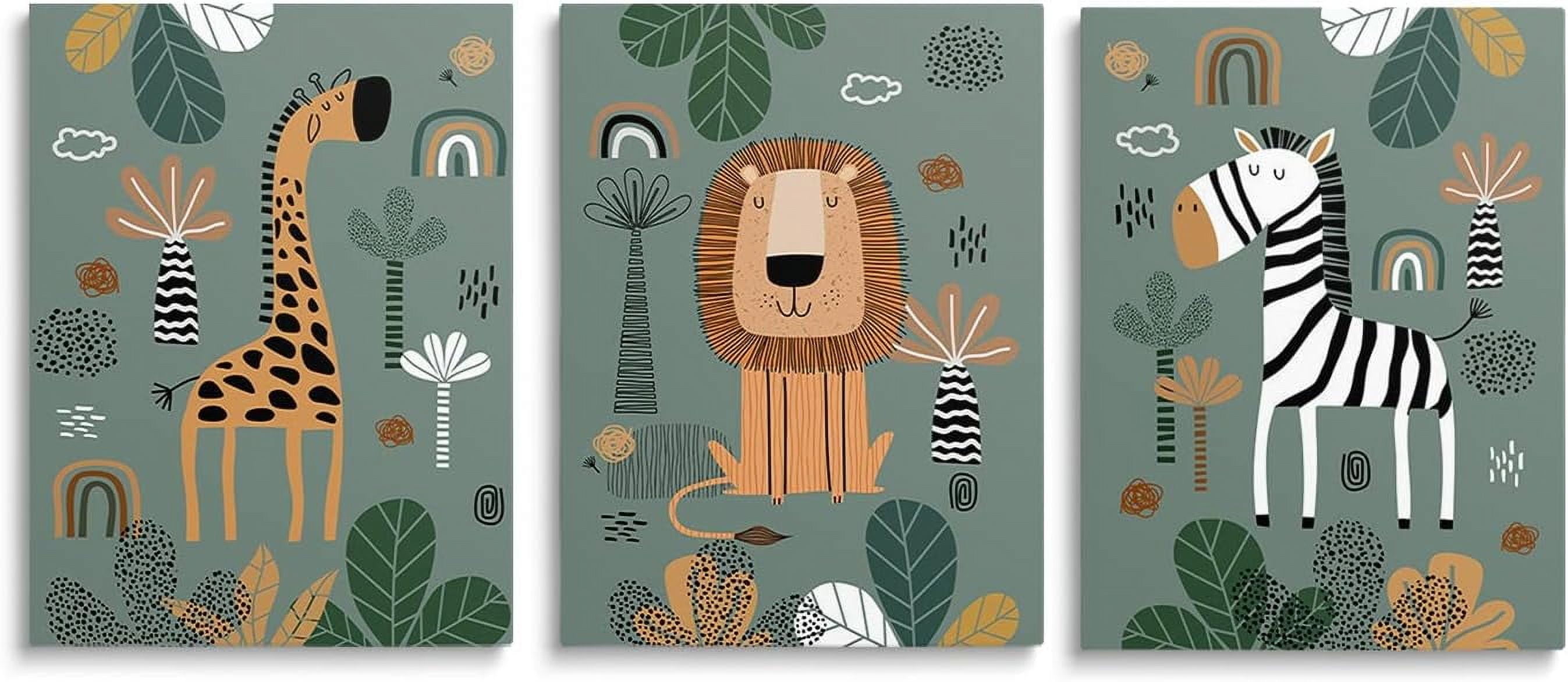 AVOI Boho Safari Nursery Prints Neutral Wall Art, Green Canvas Prints ...