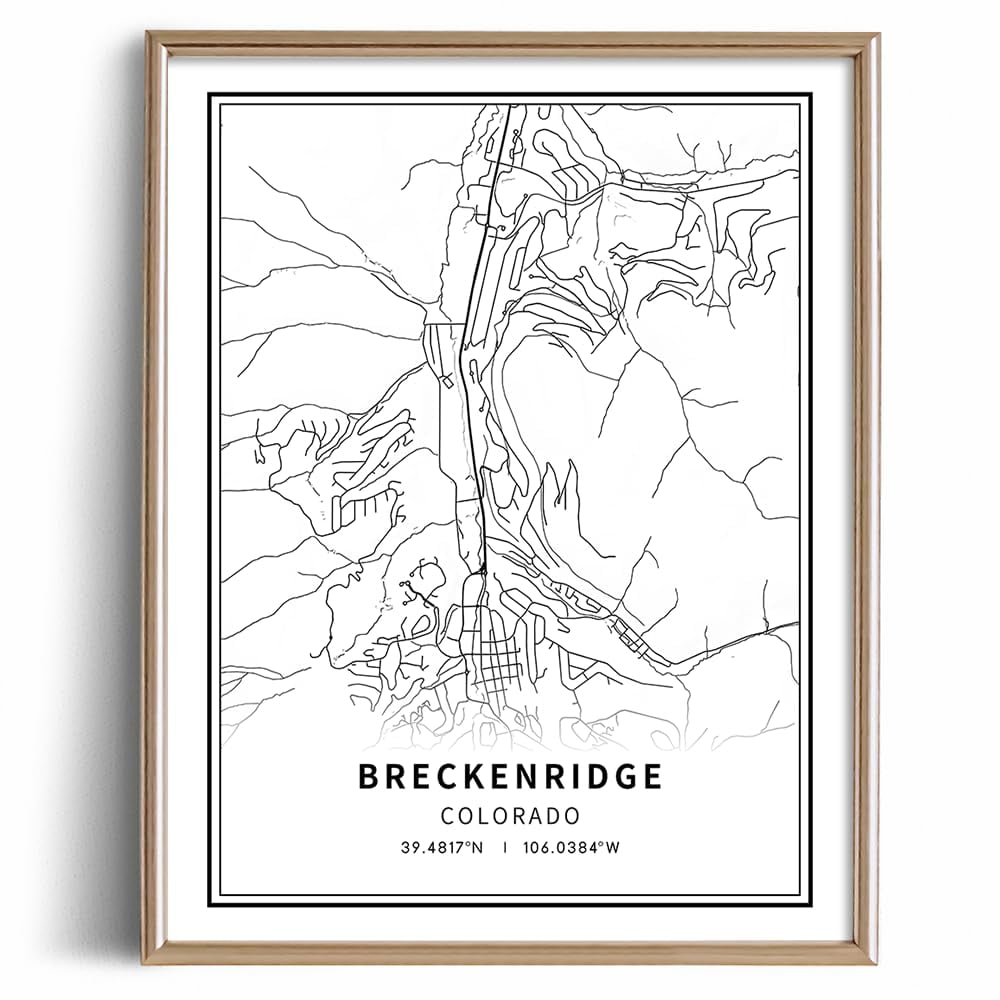 AVOI Breckenridge Colorado Poster - Minimalist Black White Wall Art ...