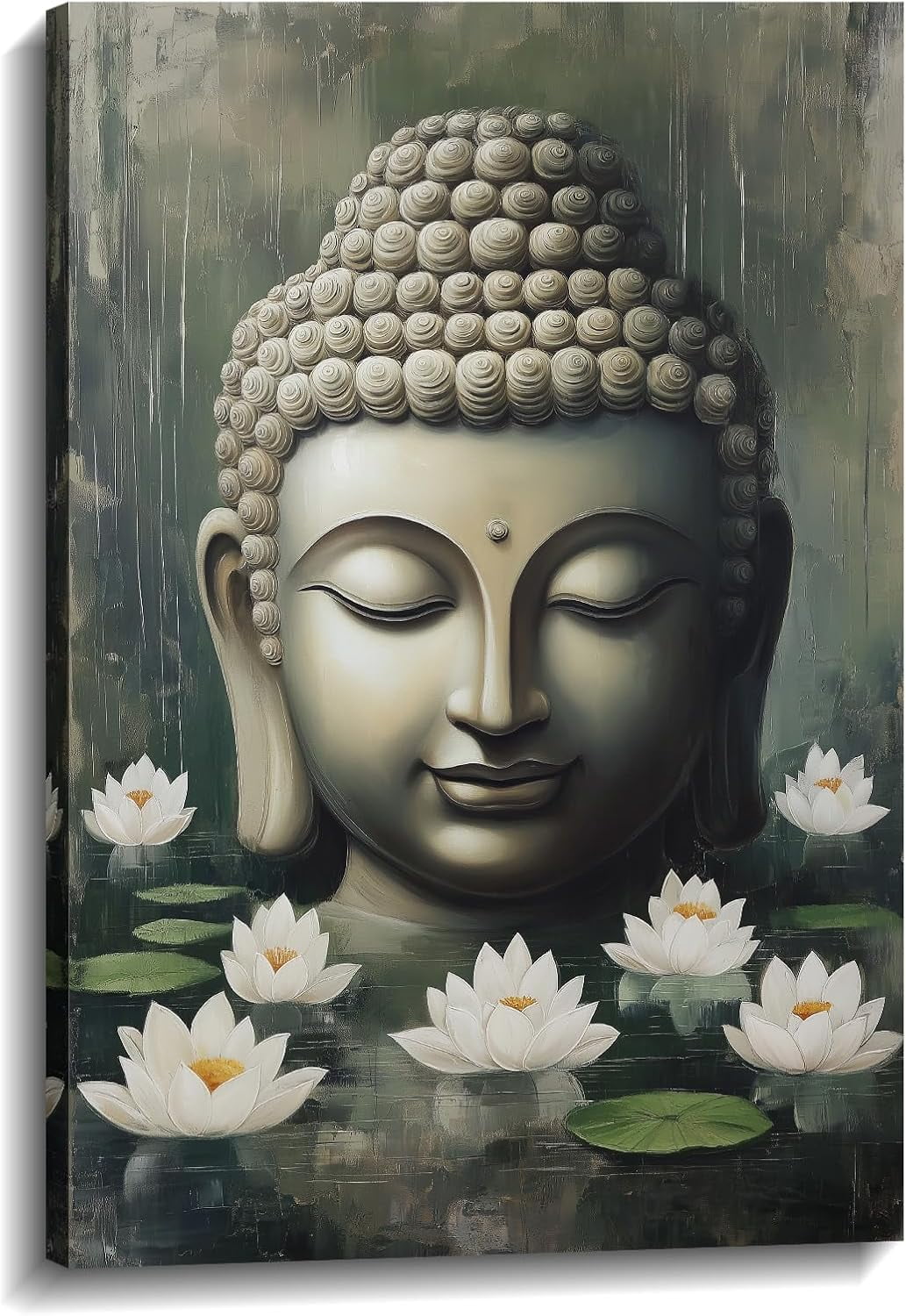 AVOI Buddha Canvas Wall Art Zen Picture Buddha with Lotus Painting ...