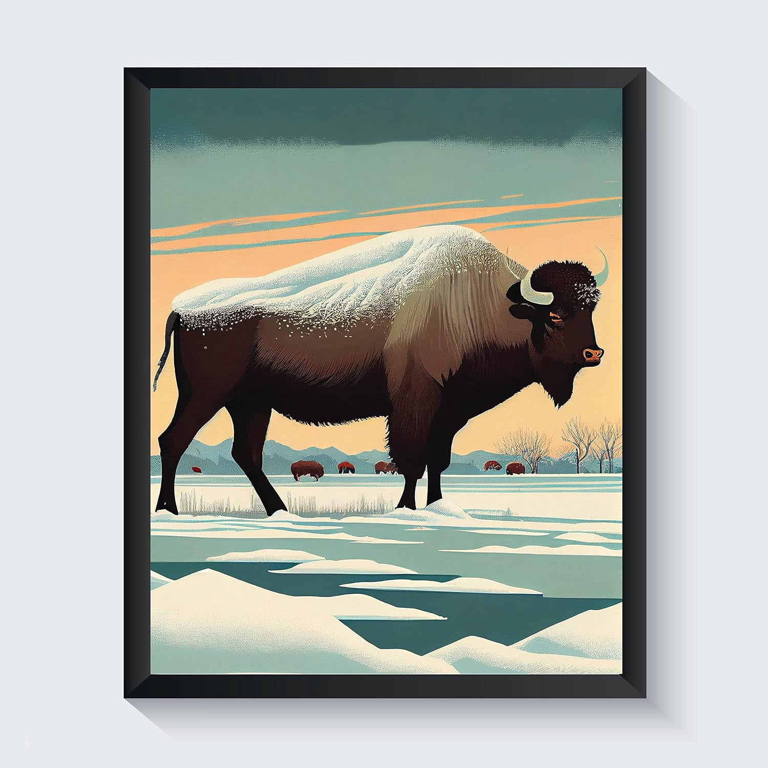 AVOI Buffalo Retro Art Print Poster, Vintage Animal Wall Art Decor ...