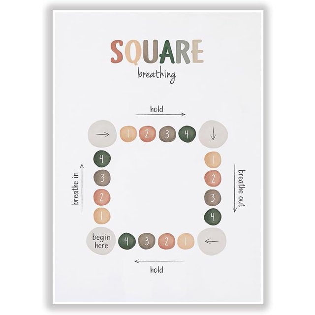 AVOI Calming Corner Poster, Box Breathing Poster, Mental Health ...