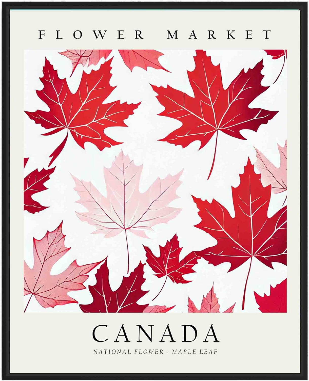 AVOI Canada, Maple Leaf Flower Market Poster Art Print, Flower ...