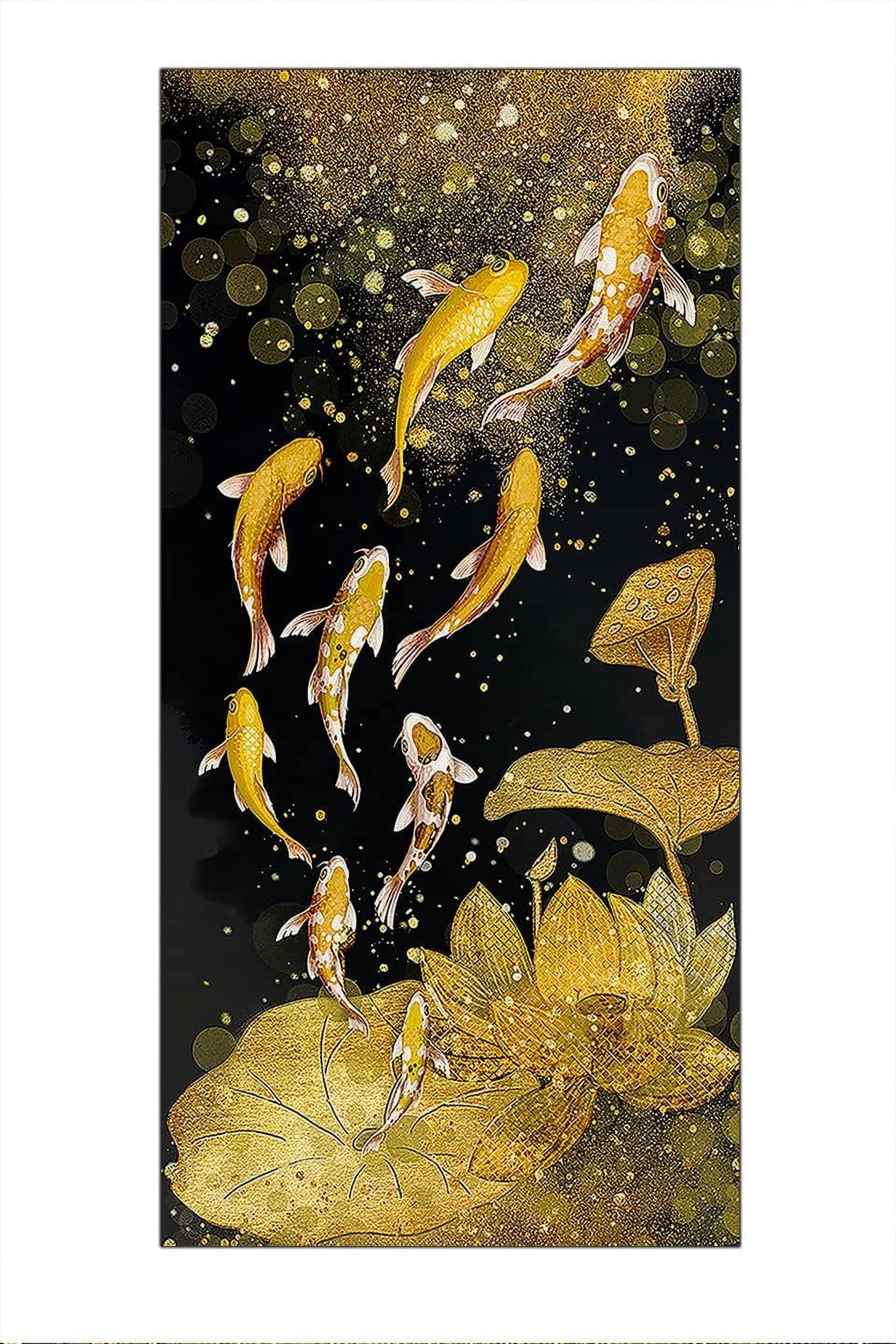 AVOI Canvas Art 9 Koi Fish Wall Art Lucky Koi Wall Poster Golden Koi ...