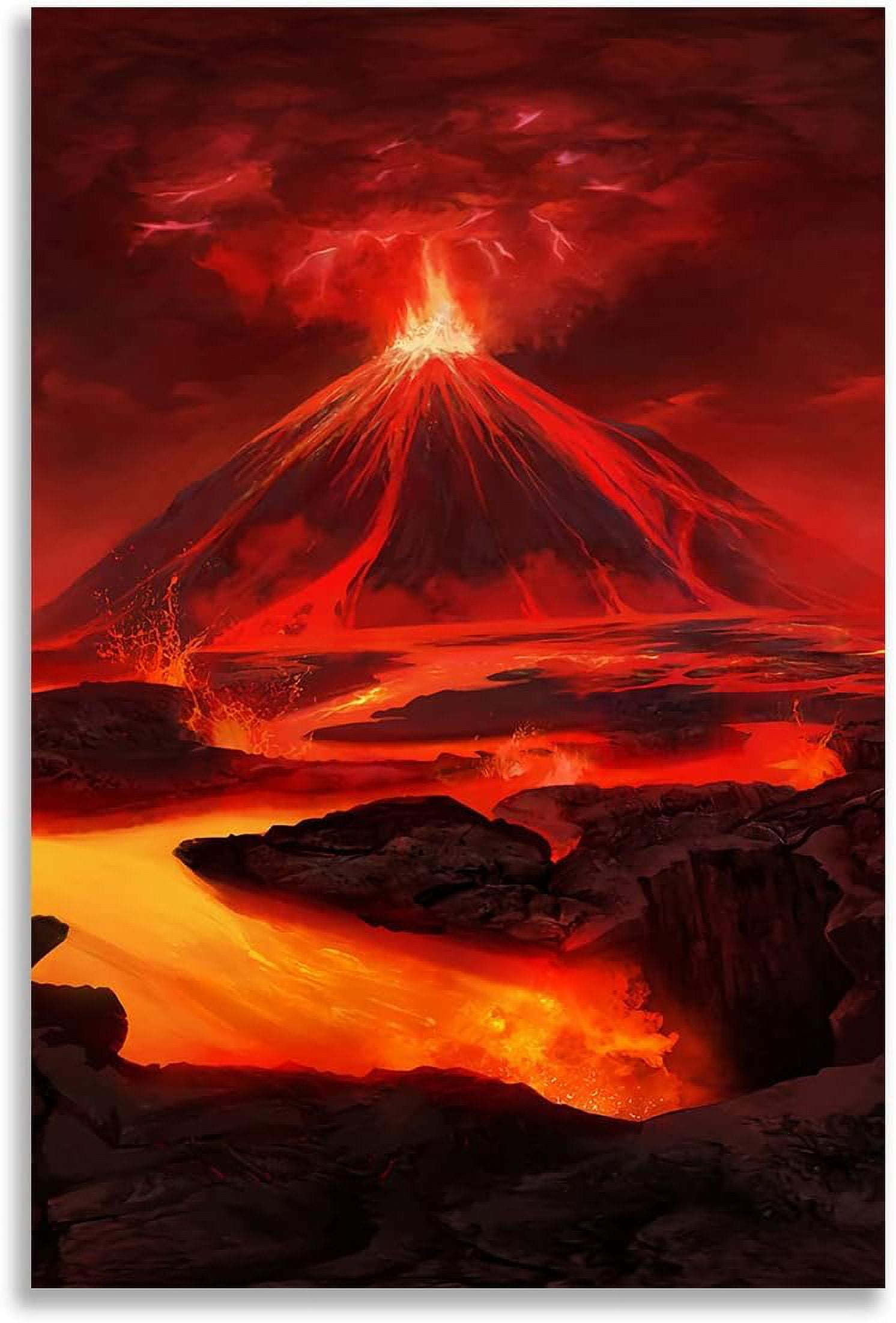 AVOI Canvas Poster Landscape Poster Volcano Eruption Lava Eruption Art ...