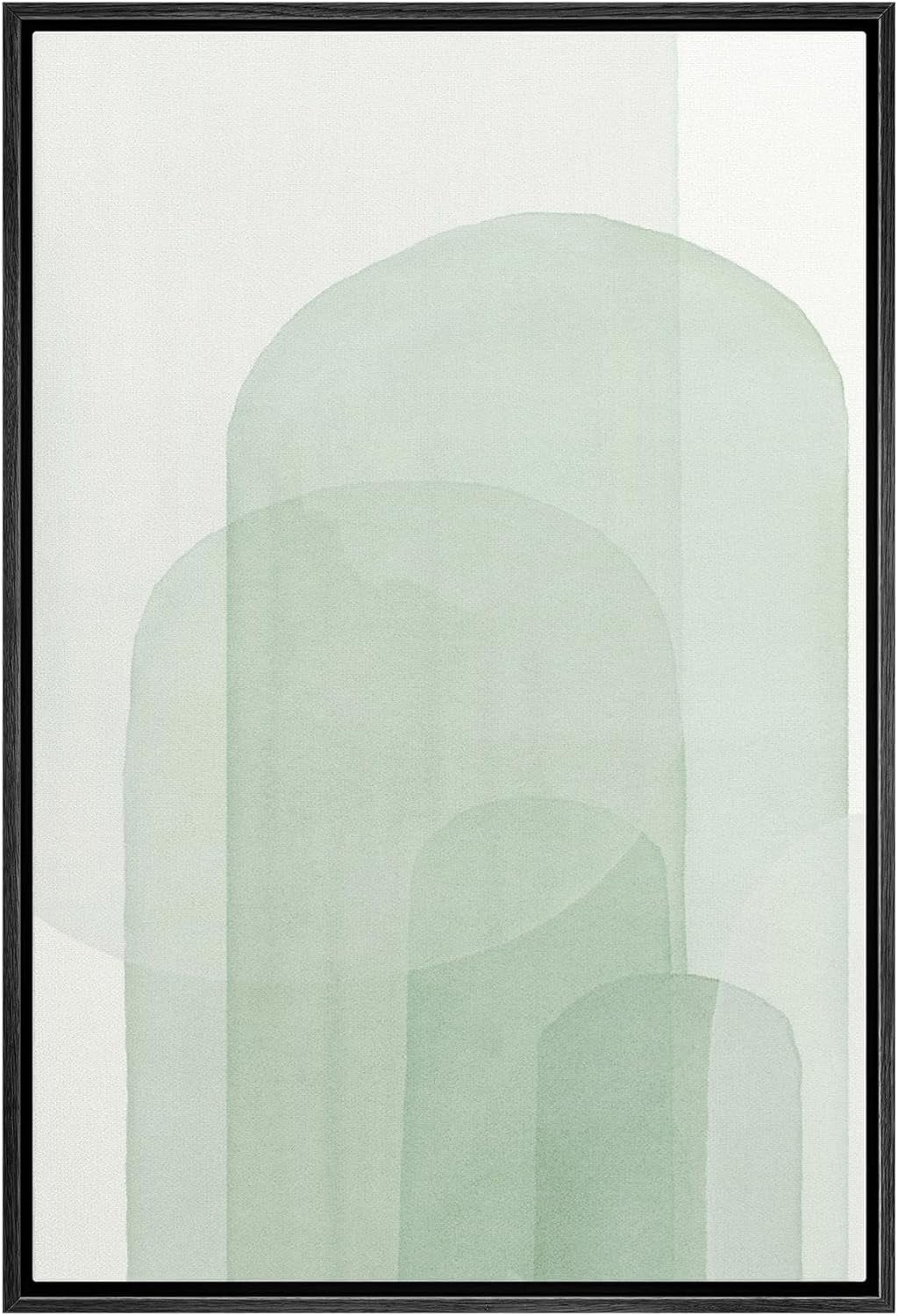 AVOI Canvas Print Wall Art Abstract Green Oval Overlay Geometric Shapes ...