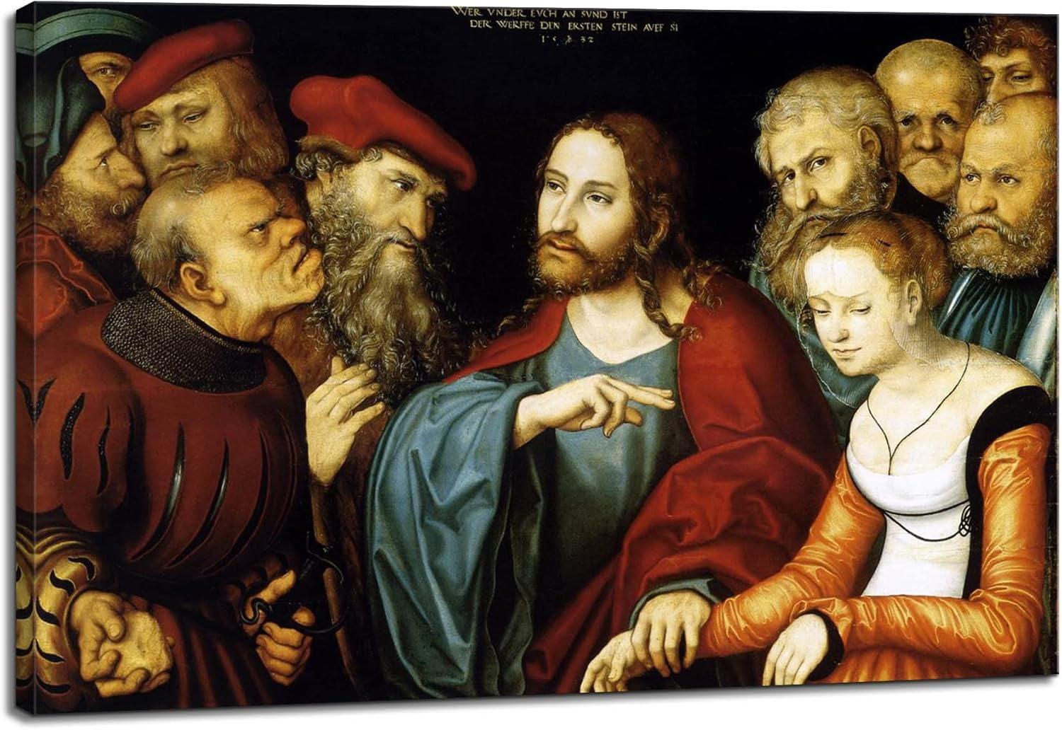 AVOI Canvas Print Wall Art - Jesus and The Woman Taken in Adultery, 1532 by Lucas Cranach The ...