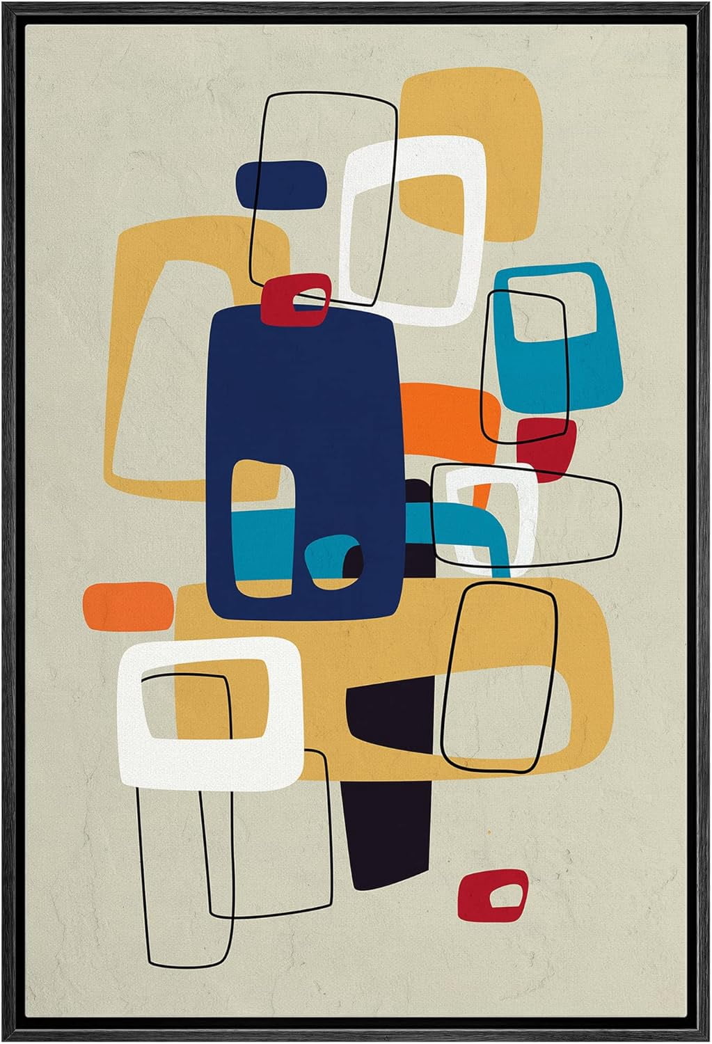 AVOI Canvas Print Wall Art Mid-Century Modern Colorful Polygon Collage ...