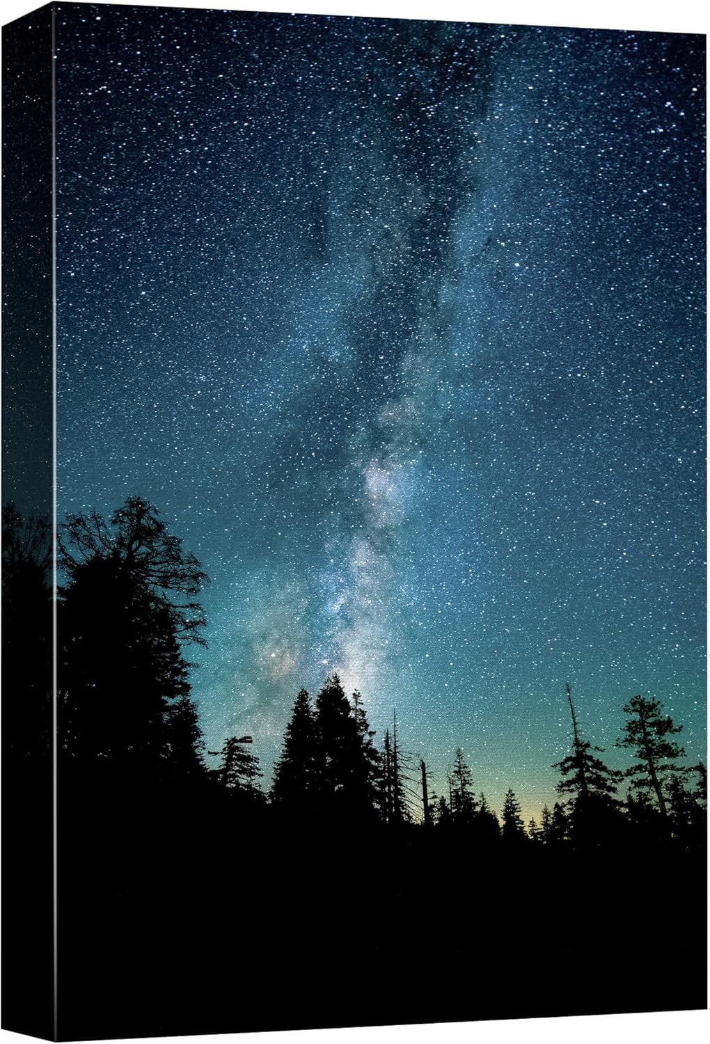 AVOI Canvas Print Wall Art Navy Blue Teal Starlight Forest Silhouette ...