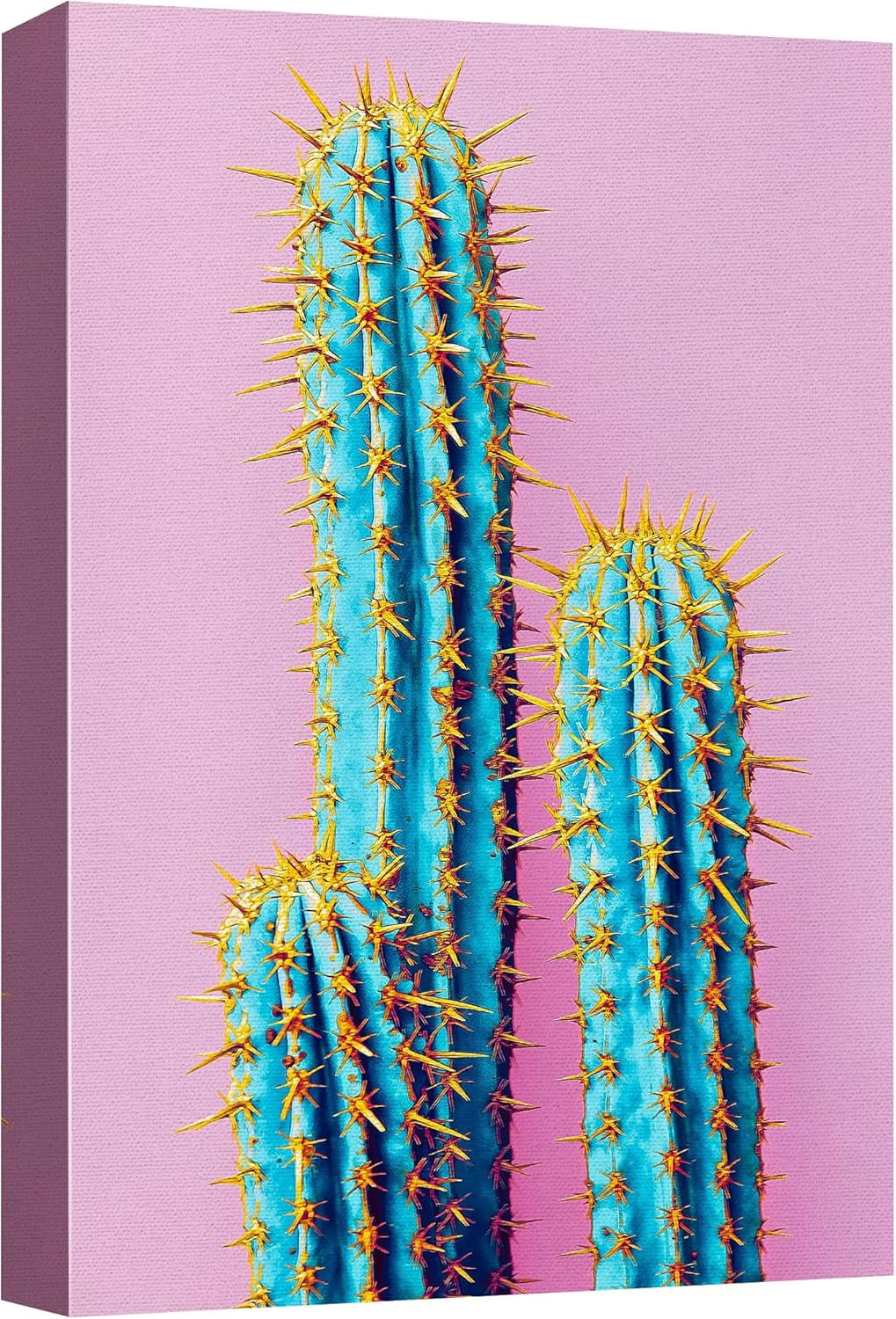 AVOI Canvas Print Wall Art Set Neon Teal Cactus with Orange Spines Floral Plants Photography ...