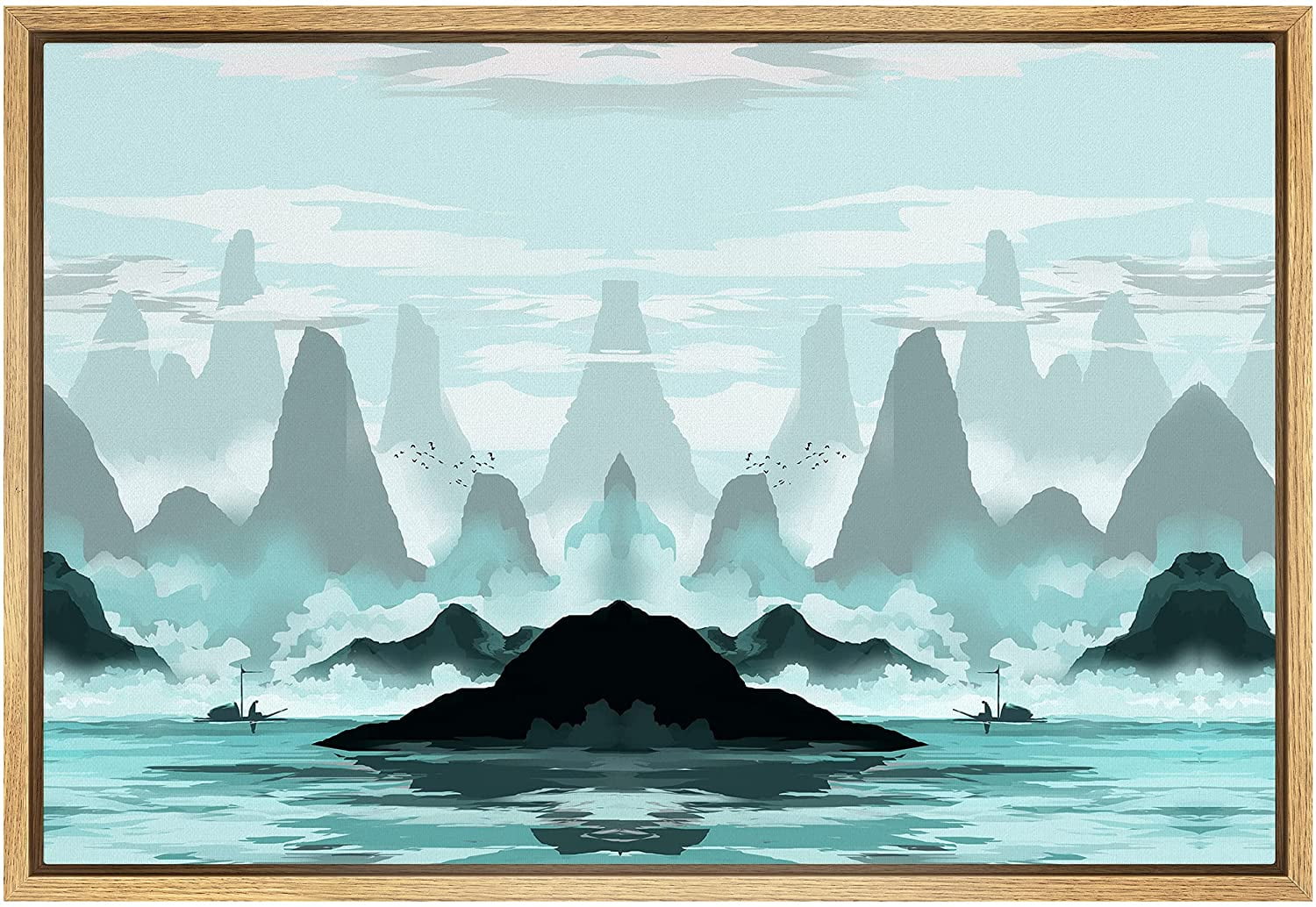 AVOI Canvas Print Wall Art Symmetrical Fishing Boats at Sea Abstract ...