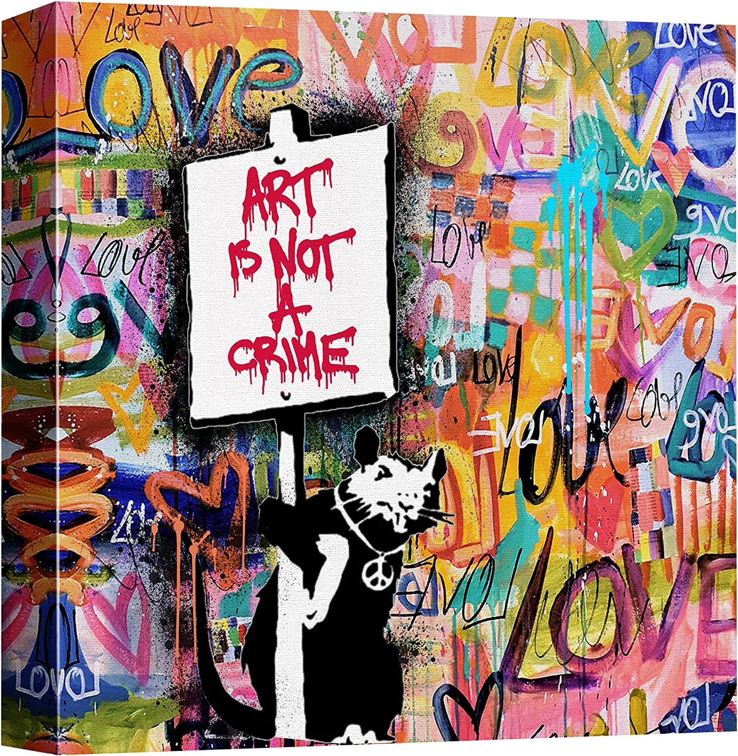 AVOI Canvas Print Wall Art Urban Banksy Style Love Protest Landscape ...
