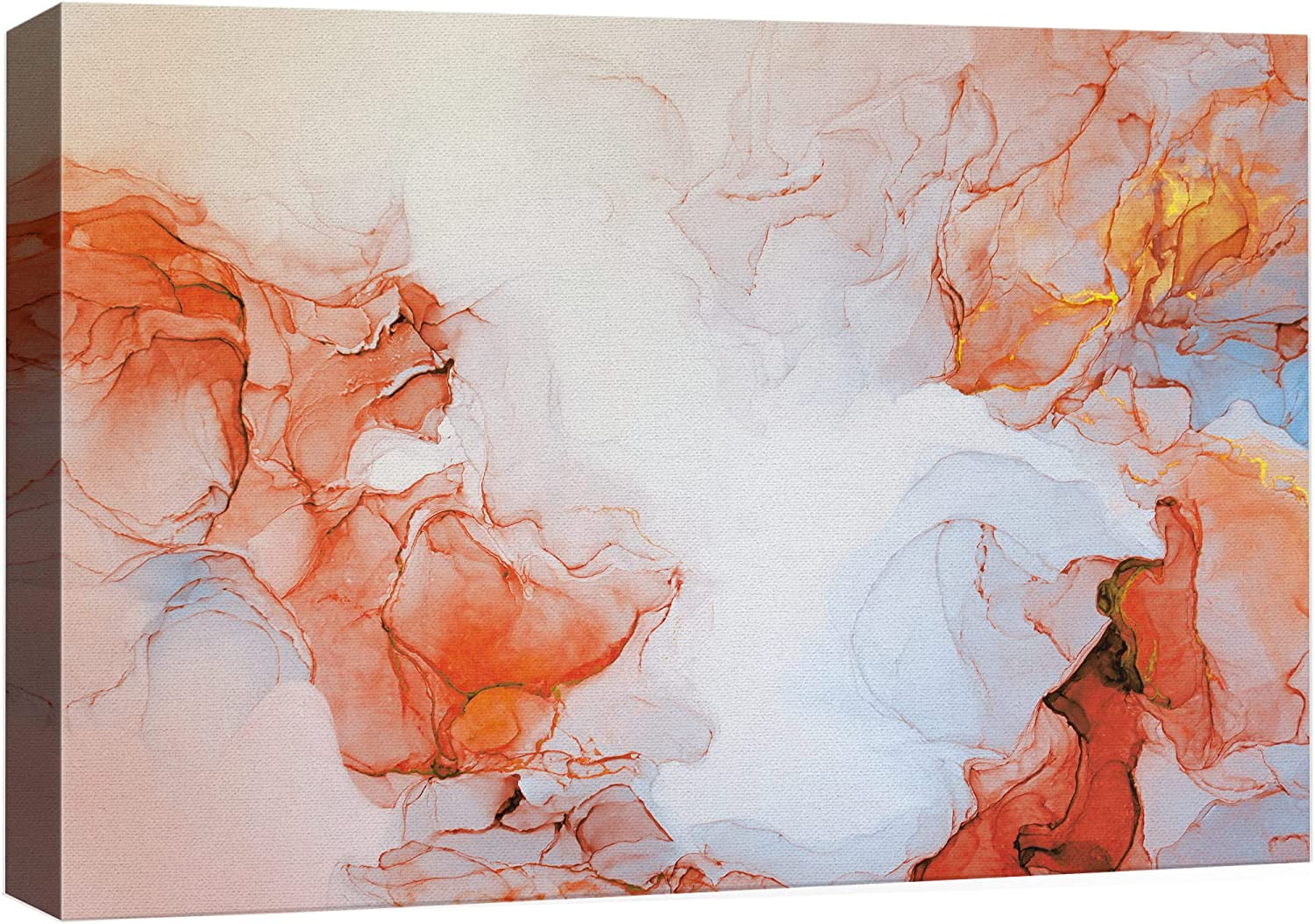 AVOI Canvas Print Wall Art Watercolor Pastel Orange Blue Smoke Wave ...