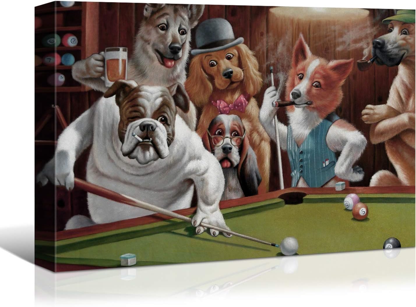 AVOI Canvas Wall Art - Dogs Playing Billiards Art Reproduction Modern ...