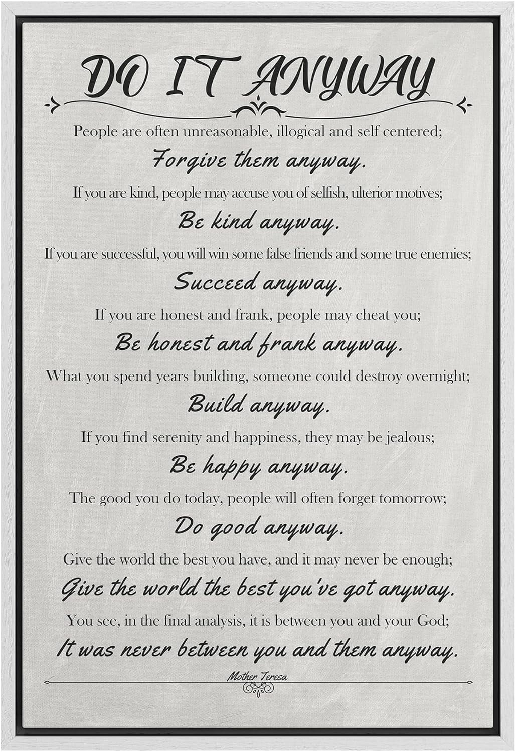 AVOI Canvas Wall Art Kindness and Compassion Quote Mother Teresa's Do ...