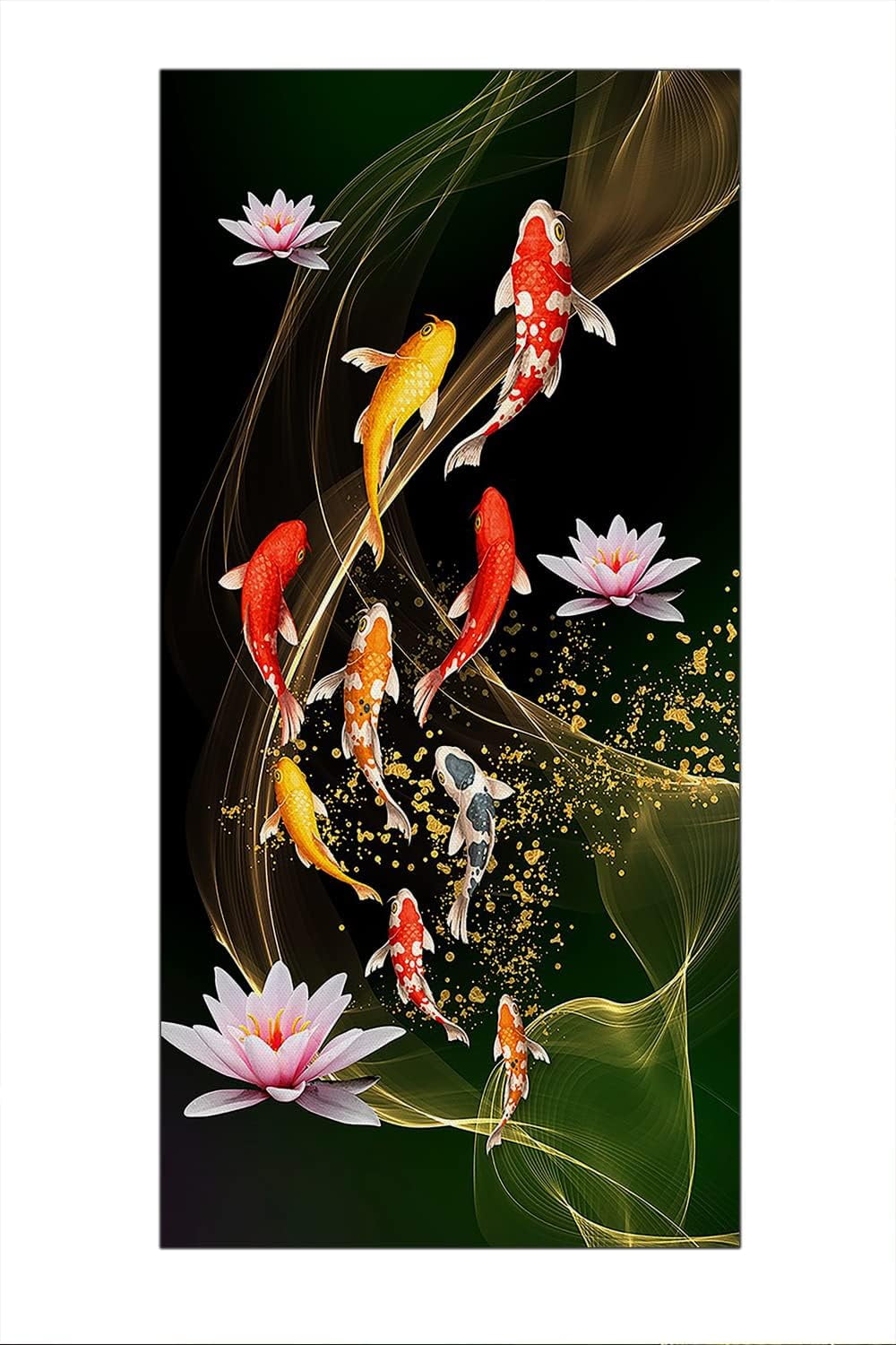 AVOI Canvas Wall Art Koi Fish Feng Shui Nine Fish Painting Wall Art ...