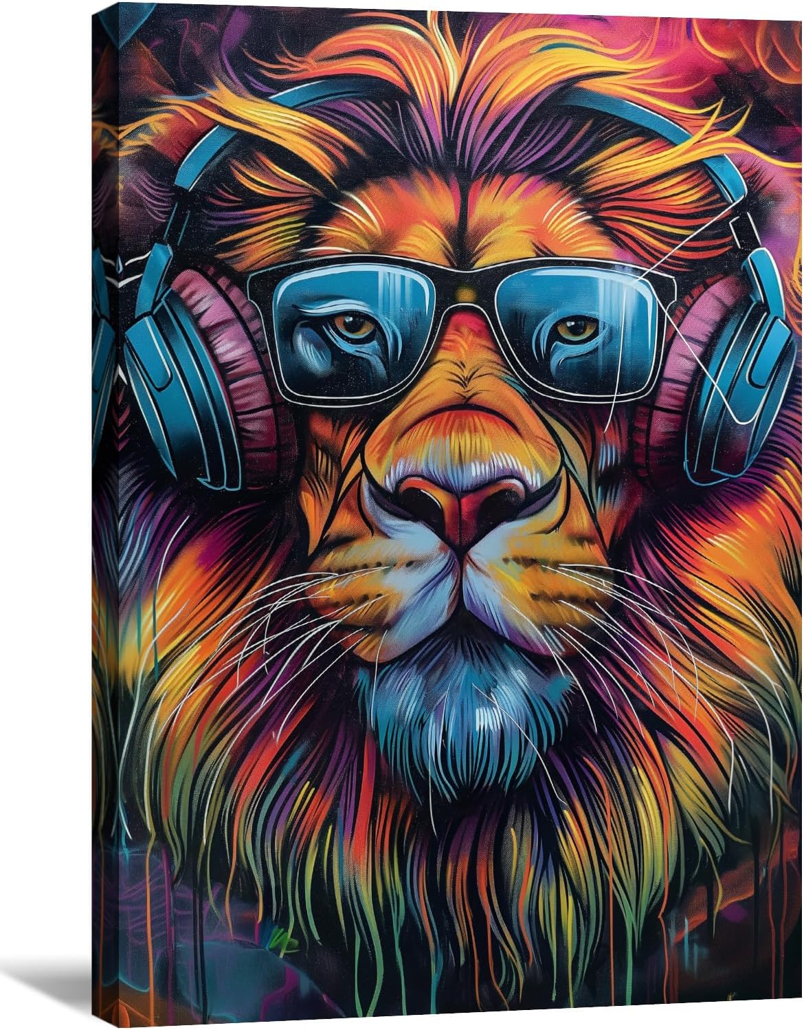 AVOI Canvas Wall Art Lion Wall Decor Graffiti Picture Funny Animal ...