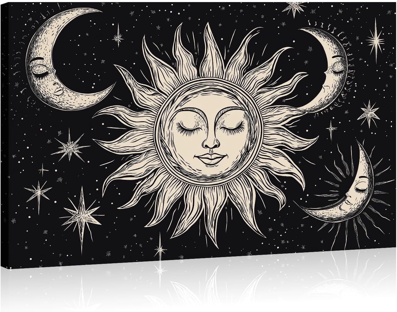 AVOI Canvas Wall Art Moon Picture Moon Black and White Painting Prints ...