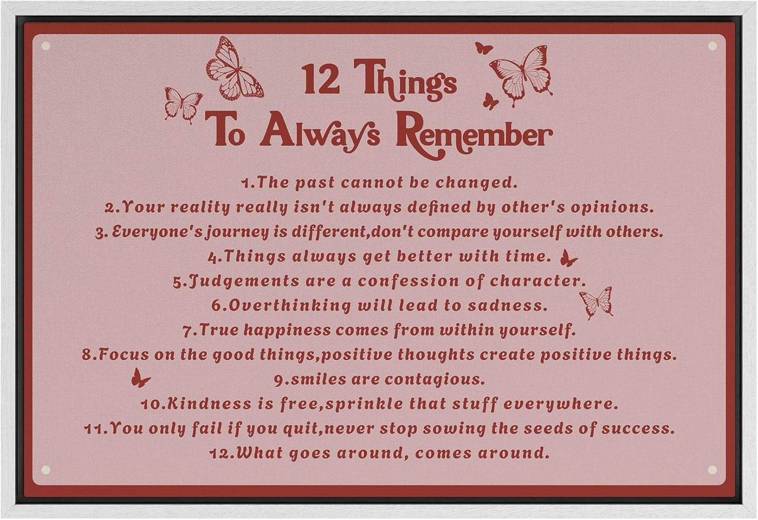 AEFER Canvas Wall Art Positive Life Reminders 12 Things to Always ...