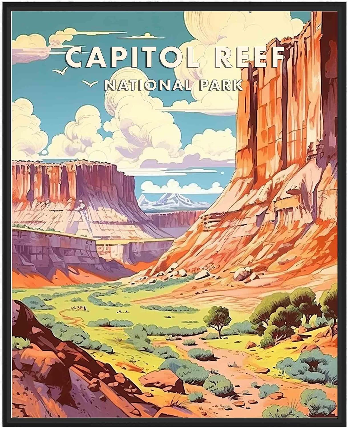 AVOI Capitol Reef National Park Poster Art Print Retro Mountain Lake ...