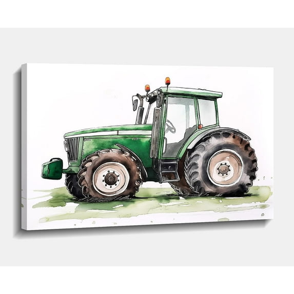 AVOI Car Canvas Wall Art Nursery Wall Decor Tractor Picture Watercolor ...