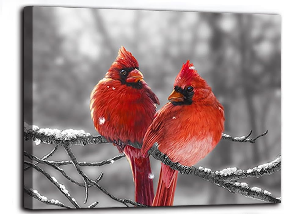 AVOI Cardinal Wall Art Winter Red Bird Canvas Prints Cardinal Painting ...