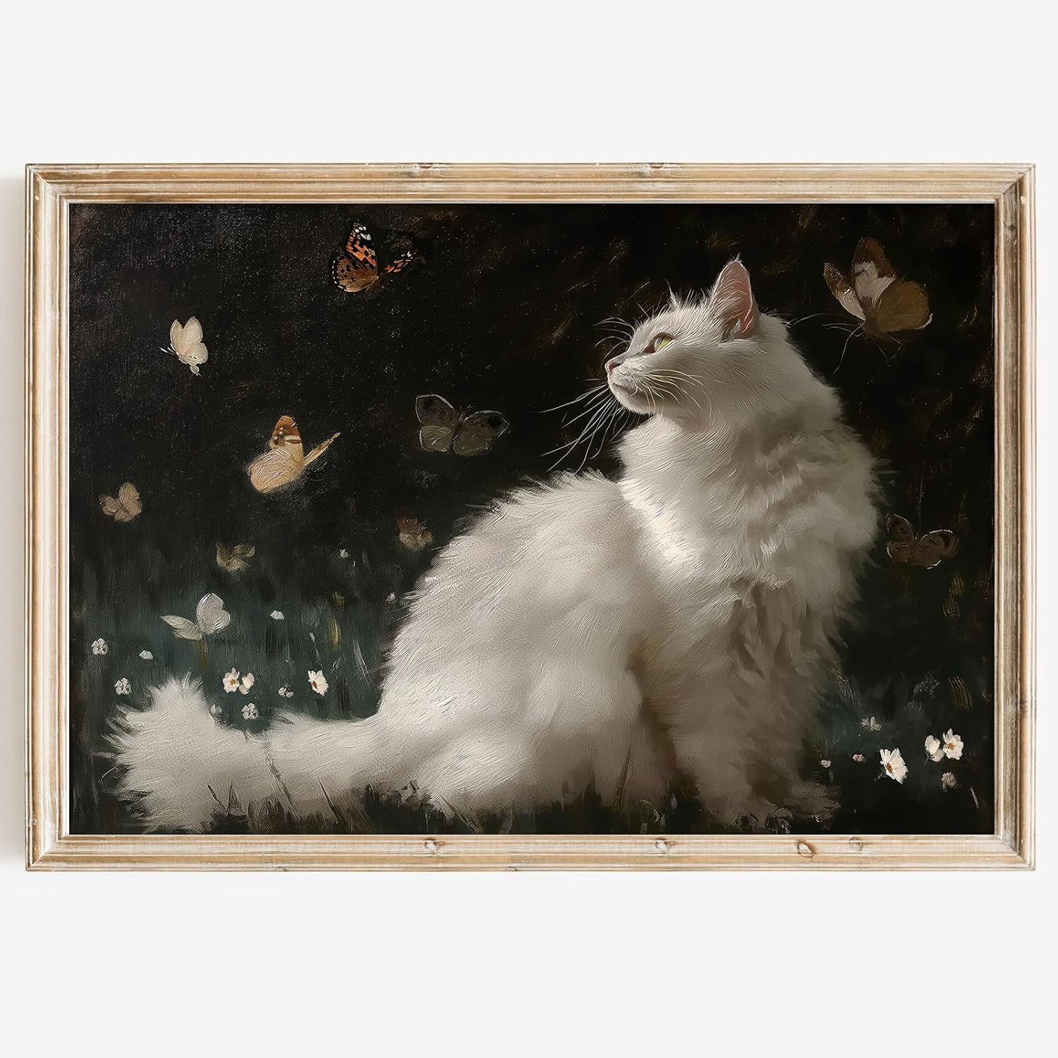 AVOI Cat Butterfly Picture Vintage Cat Canvas Wall Art Artwork Cat and ...