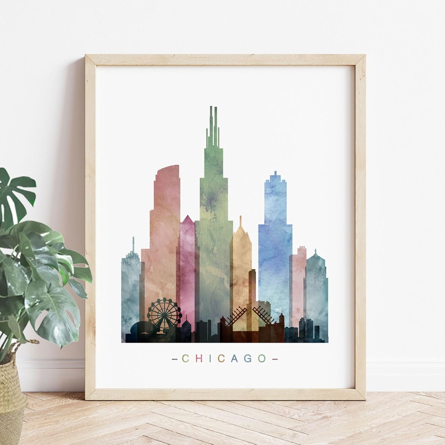 AVOI Chicago Skyline, Chicago Wall Art, Chicago Art Print, Watercolor ...