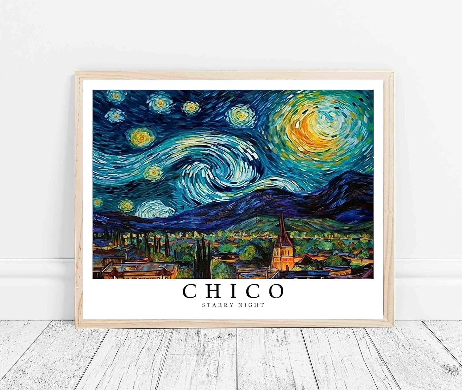 AVOI Chico California Starry Night Art Print Poster, Starry Night Theme ...