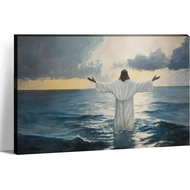 AVOI Christ Wall Art Jesus Walking in Seaside Picture Religion Wall ...