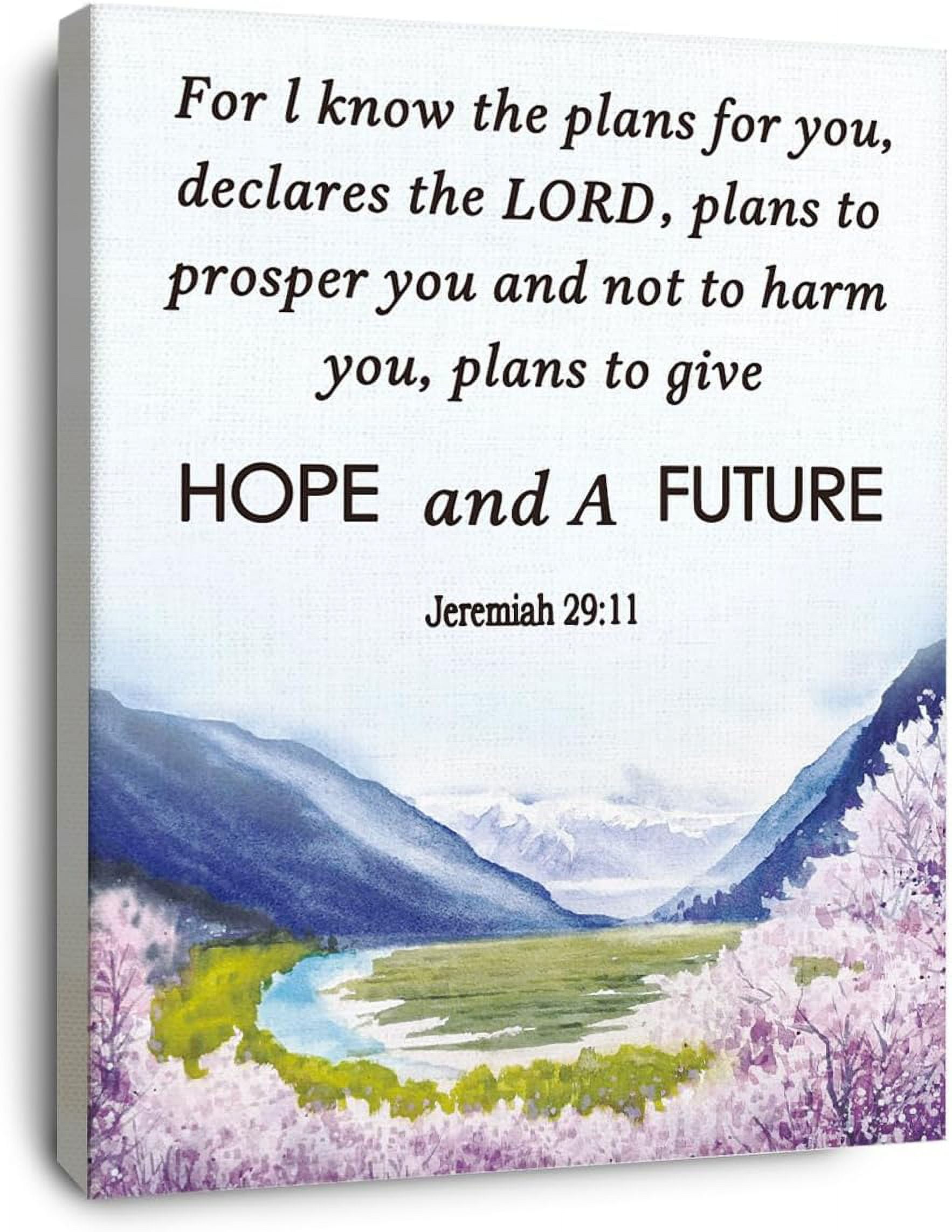 AVOI Christian Bible Verse Scripture Jeremiah 29:11 for I Know the Plans for You Canvas Wall Art ...