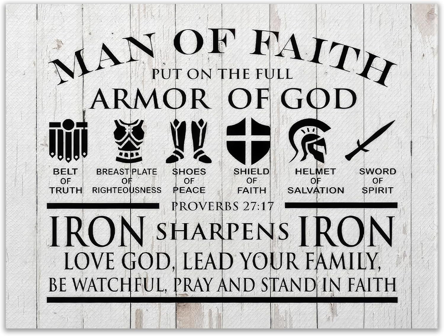 AVOI Christian Canvas Poster, Man of Faith Quotes Proverbs 27：17 Wall ...