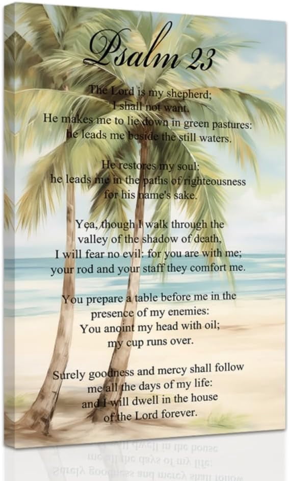 AVOI Christian Canvas Wall Art Beige Psalm 23 Pictures Coastal Beach ...