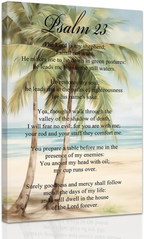 AVOI Christian Canvas Wall Art Beige Psalm 23 Pictures Coastal Beach ...