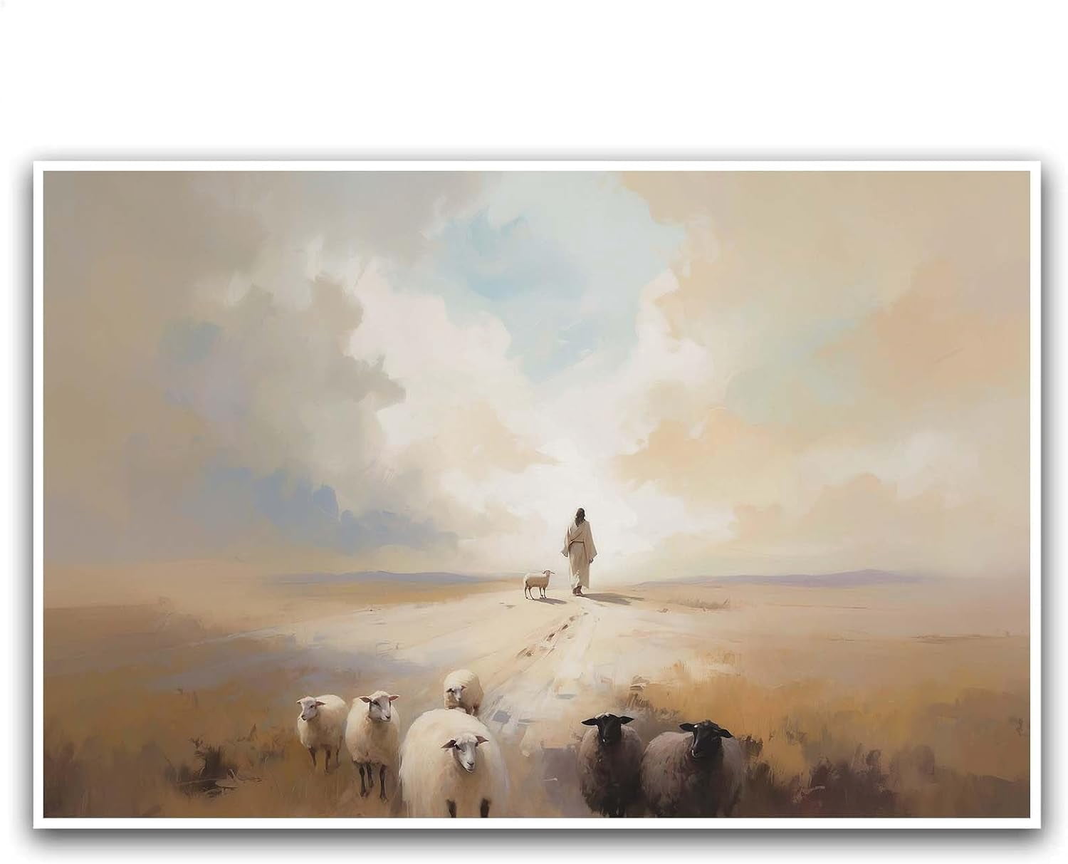 AVOI Christian Canvas Wall Painting Jesus Leaving 99 Sheep Bible ...