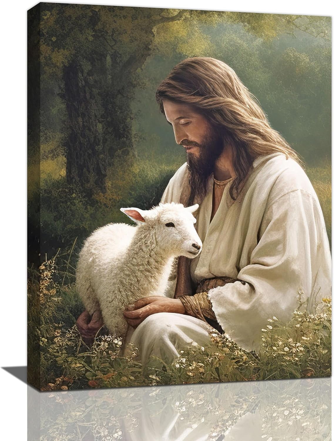 AVOI Christian Jesus And Lamb Wall Art Jesus Holding Lamb Pictures Wall ...