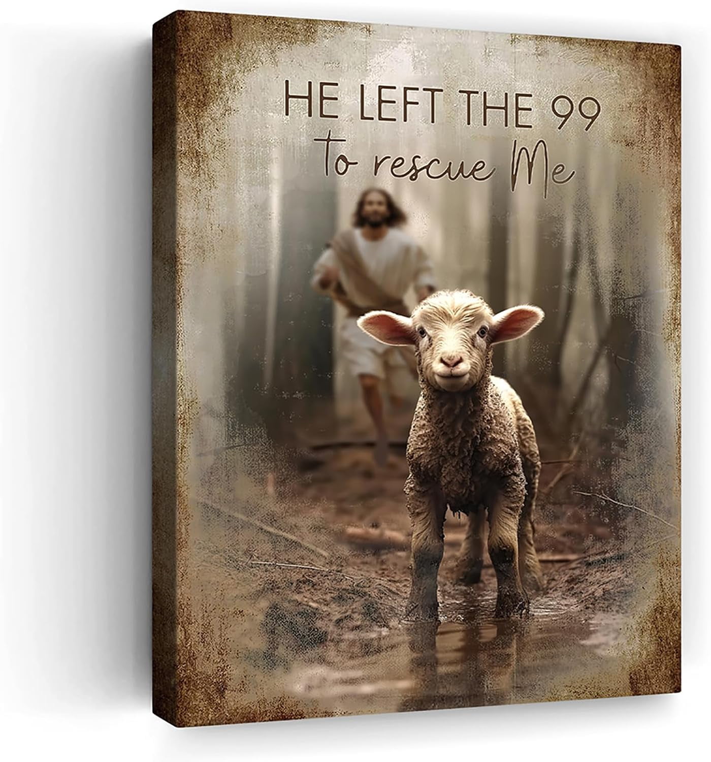 AVOI Christian Jesus And Lamb Wall Art Jesus Running After Lost Lamb ...