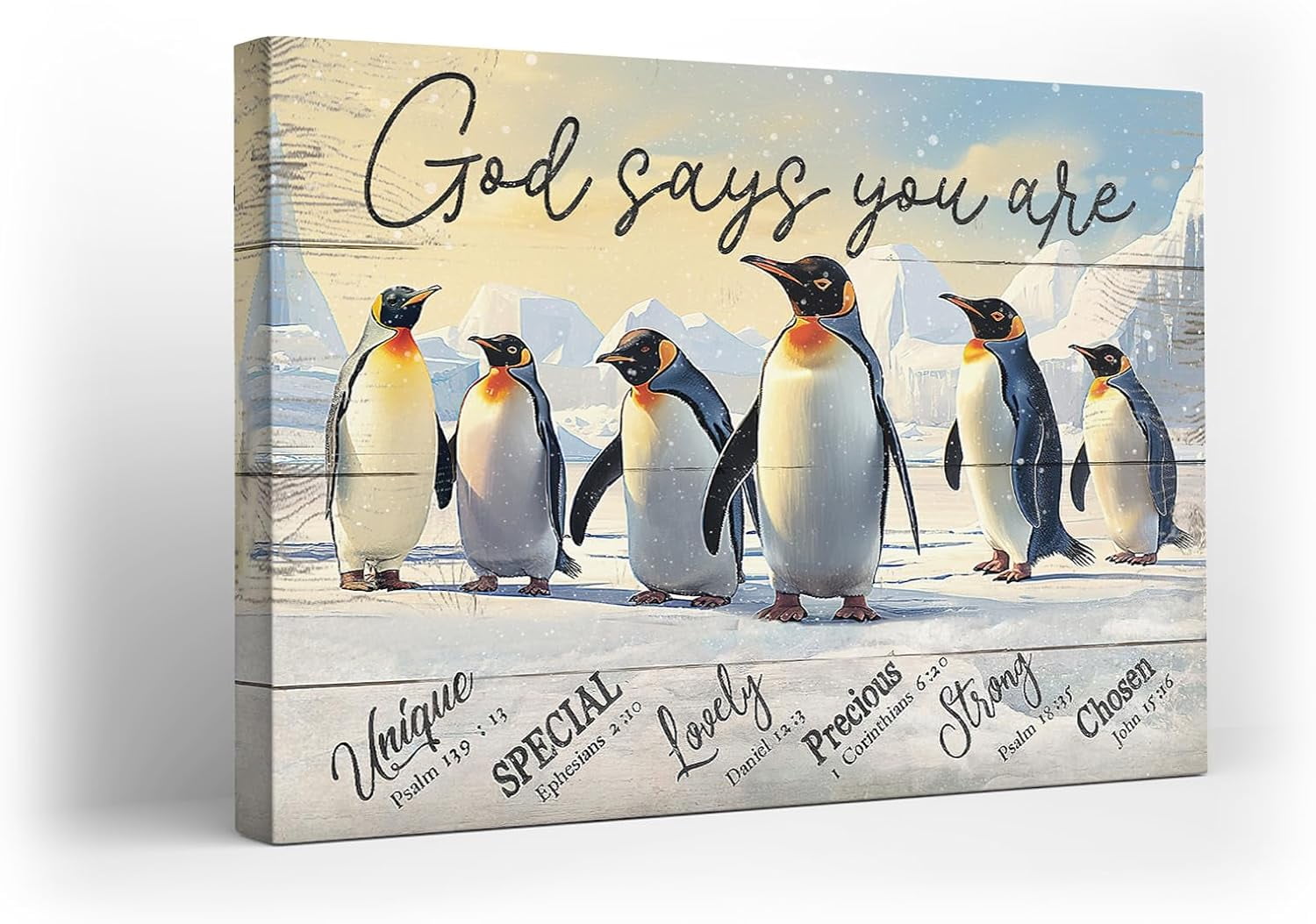 AVOI Christian Penguin Canvas Wall Art Religious Penguin Print Painting ...