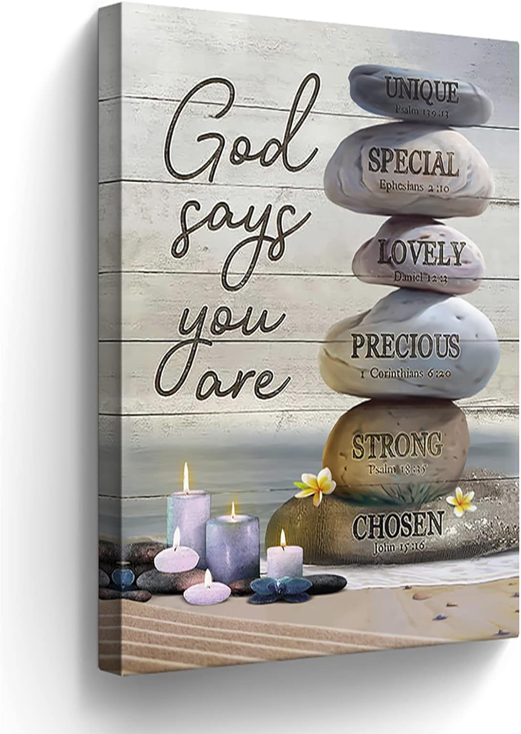 AVOI Christian Stone Zen Wall Art-God Says You Are Decor, Flower Stone ...
