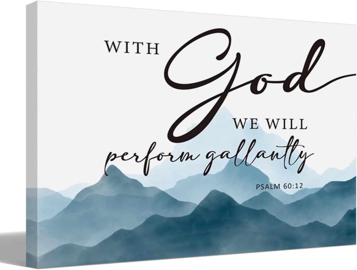 AVOI Christian Wall Art, Bible Verses Canvas Wall Decor, Psalm 60:12 ...